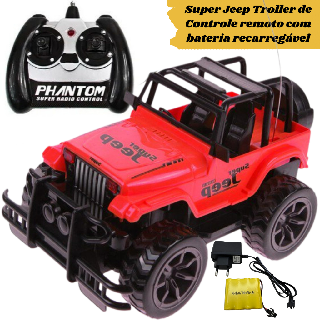 Jeep Super Troller Rally Controle Remoto Bateria Recarregável ...