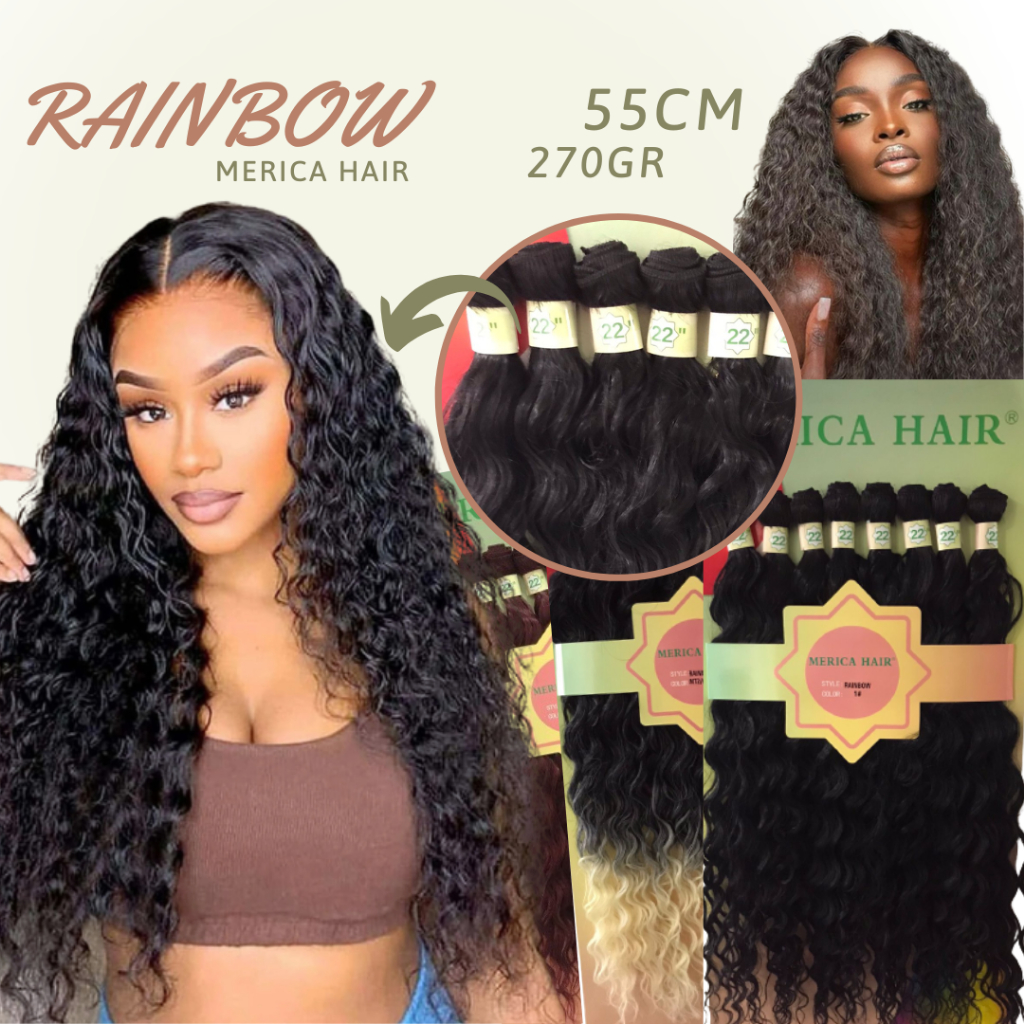 Cabelo 100% Orgânico Cacheado Merica Hair 55cm 270gr 8 Telas | Shopee ...