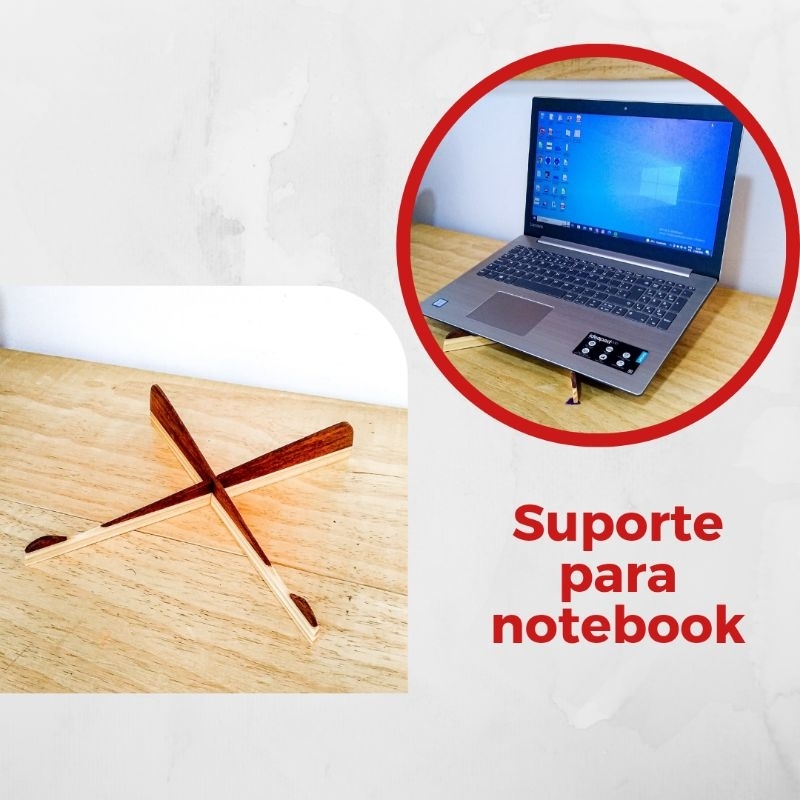 Suporte Para Notebook Base de Madeira Base de Mesa | Shopee Brasil