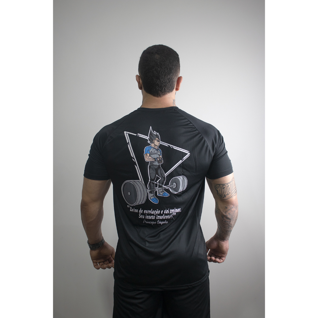 Camisa Dry Fit Esportiva Preta Coleção Dragon Ball Vegeta - Dabliu Fit ...