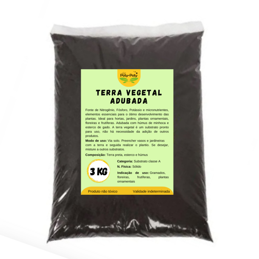 Terra Preta Adubada P/ Hortas, Frutíferas Flores 3Kg | Shopee Brasil
