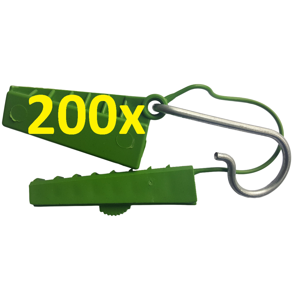 Kit 200 Esticador Cunha Fibra Drop Óptico Abertura Lateral Gancho Verde ...