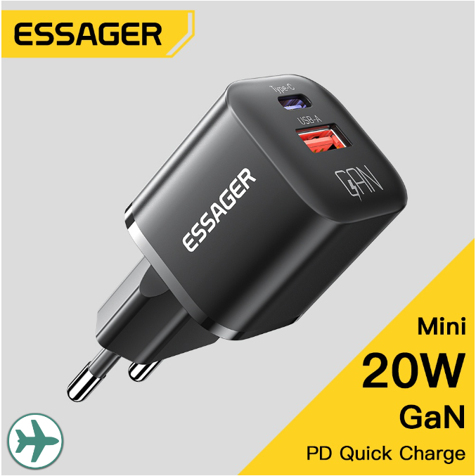 Essager 20W GaN USB Tipo C Carregador PD Turbo Rápido QC 3.0 iPhone Carregamento Rápido Usb A ...