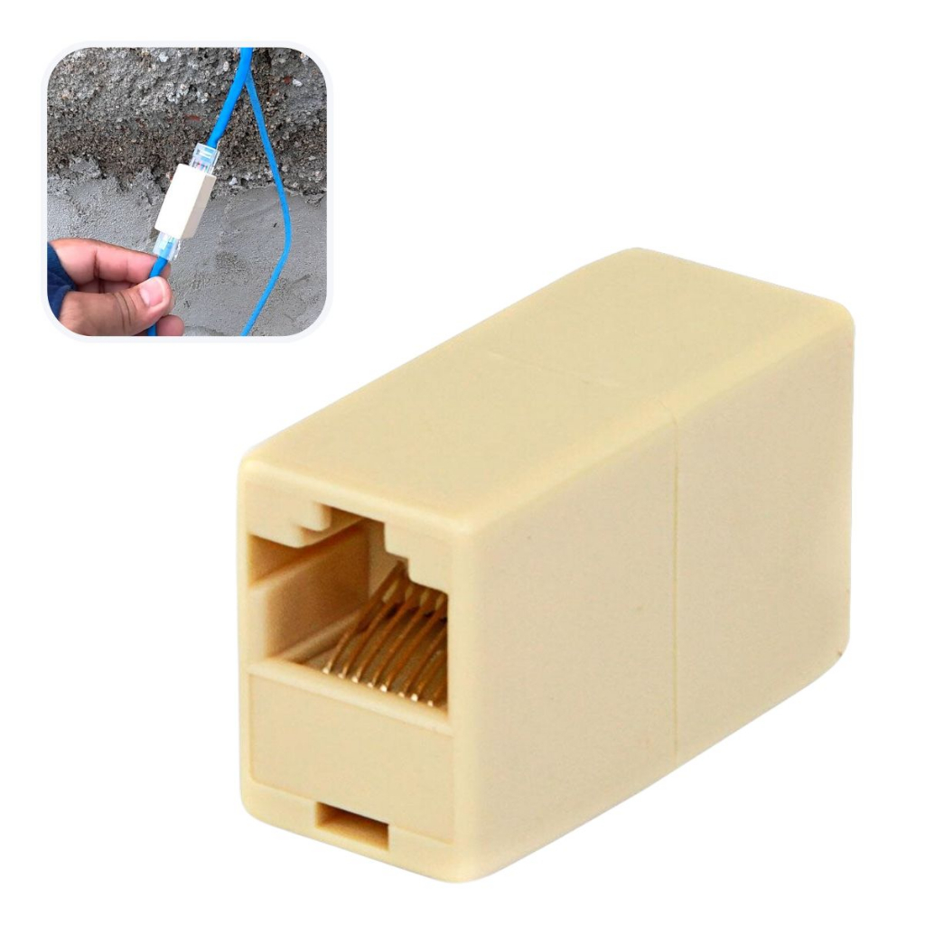 Adaptador Junção Cabo de Rede RJ45 Conector Fêmea Extensor Fio Internet ...