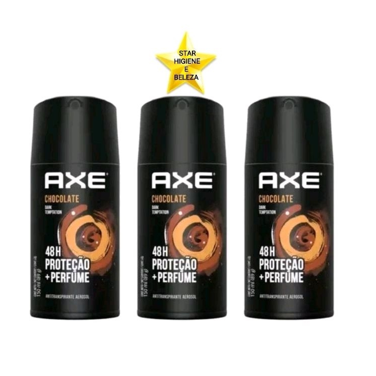 Kit C/ 3 Desodorante Aerosol Axe Dark Temptation Chocolate 48h 150ml ...