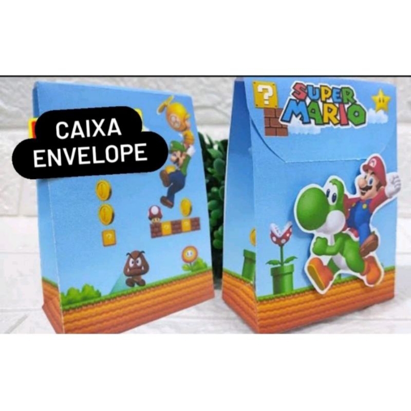 15 uni. Lembrancinhas Personalizadas - Caixa Envelope Super Mario ...