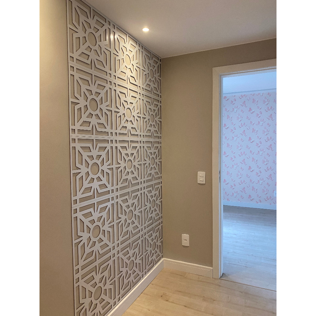 Kit 14 pçs Painel Mdf Vazado 40x40 Cm Divisória Ambientes MDF 3mm ...