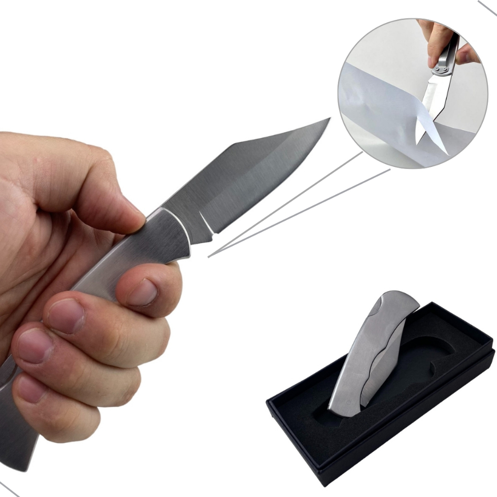 Canivete Faca Tático Cabo Caça Pesca Retrátil Cromado | Shopee Brasil