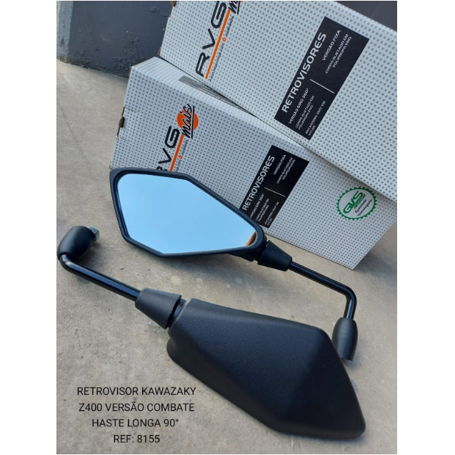 RETROVISOR KAWASAKI Z400 VERSÃO COMBATE HASTE LONGA 90° LE PAR | Shopee ...