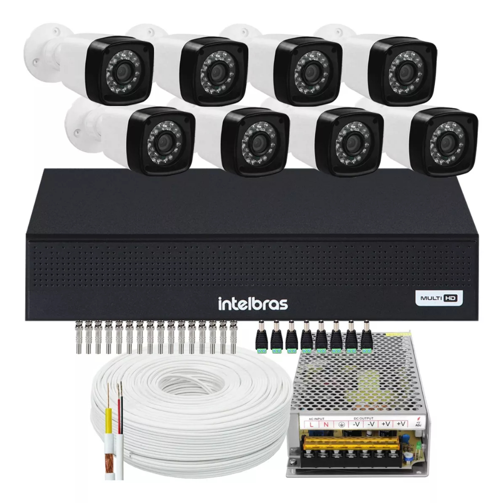 Kit 8 Cameras Seguranca Hd Dvr Intelbras full hd 8ch mhdx S/ Hd ...