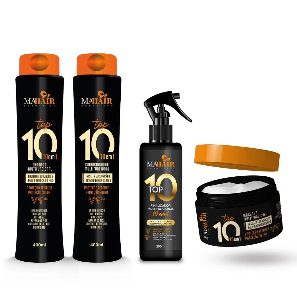 Kit Capilar Top 10 em 1 Mahair Shampoo Condicionador Mascara Spray ...