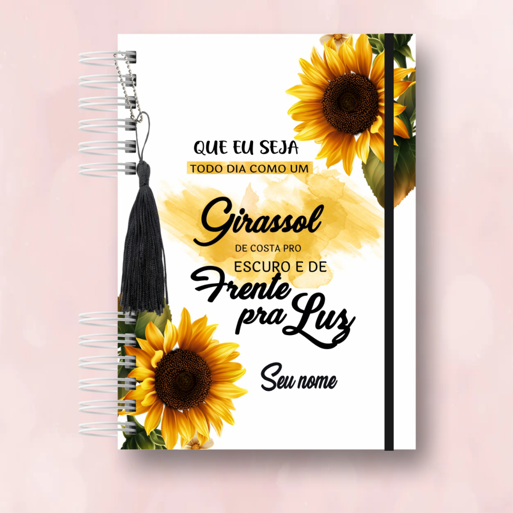 Agenda Diária Personalizada 2025/2026 modelo Girassol capa com seu nome ...