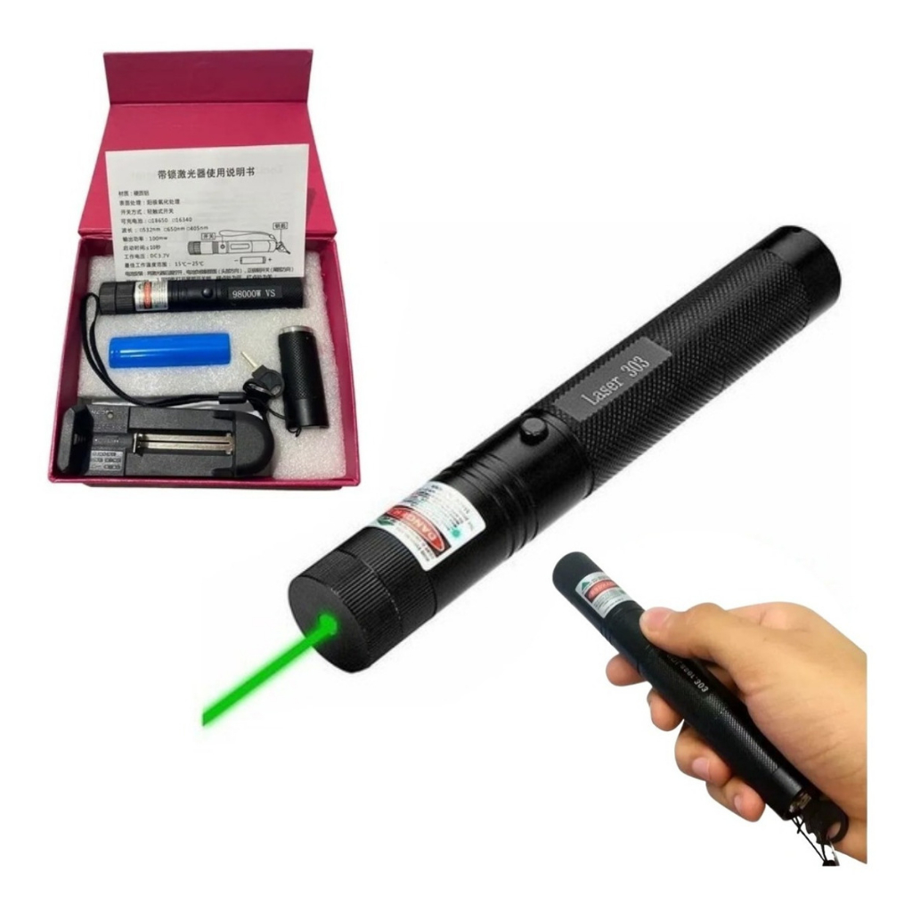 Laser Verde Potente Longa Distância 45km Com Ponteiras | Shopee Brasil