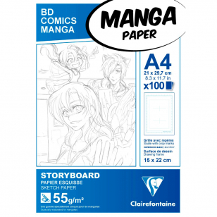 Bloco de Papel Mangá Clairefontaine Storyboard A4 55g/m² | Shopee Brasil