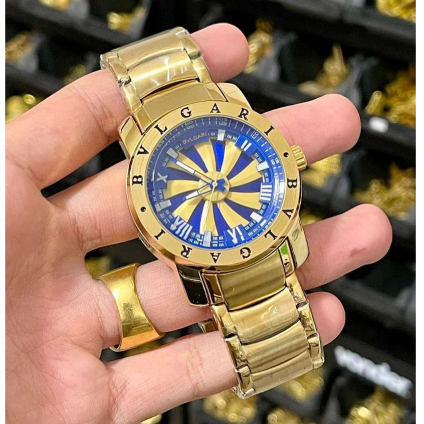 Relógio BVLG Ventilador SpeedWay Giratório Dourado Masculino Banhado á ...