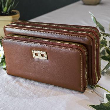 Carteira Bolsa Porta Celular Feminina De Couro Macio Com Grande ...