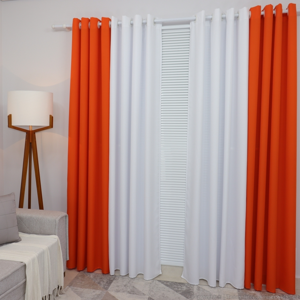 Cortina Paris Duo Laranja 600x250 Para Sala/Quarto | Shopee Brasil