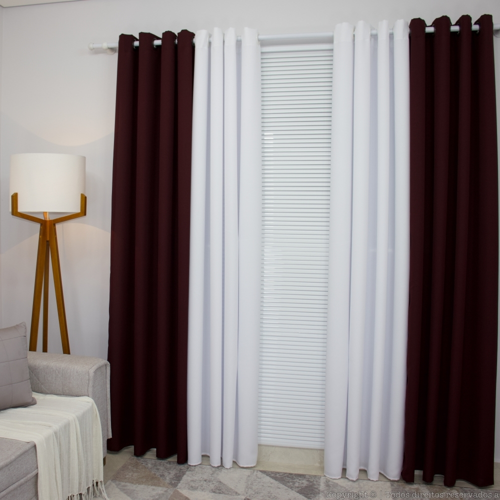 Cortina Paris Duo Vinho 600x250 Para Sala/Quarto | Shopee Brasil