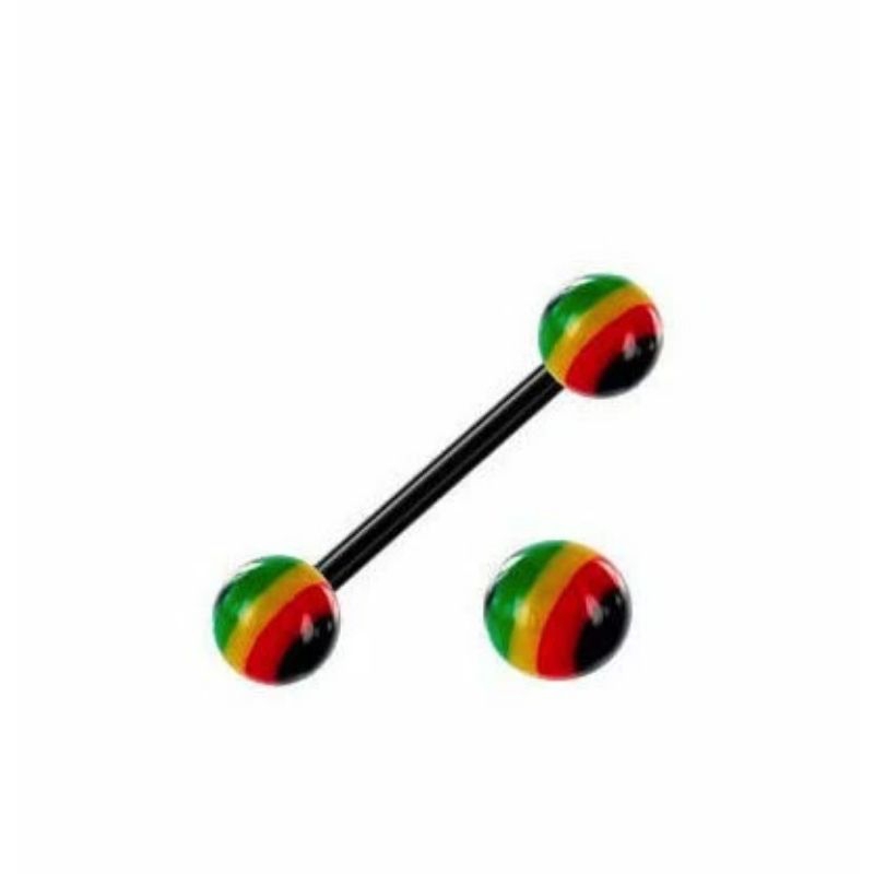 Kit 5 Piercing De Língua Do Reggae Jamaica Bob Marley Silicone ...