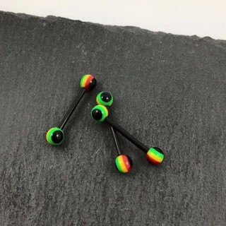 Kit 5 Piercing De Língua Do Reggae Jamaica Bob Marley Silicone ...