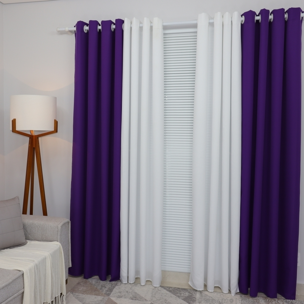 Cortina Paris Duo Roxa 600x250 Para Sala/Quarto | Shopee Brasil