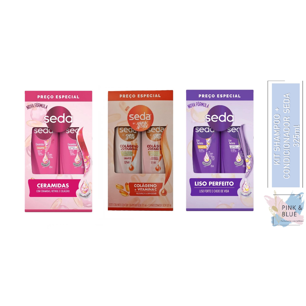 Kit Seda Shampoo + Condicionador 325ml (Escolha o tipo) | Shopee Brasil