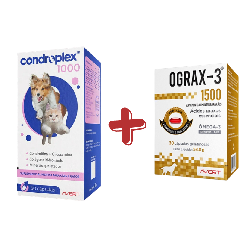 Kit Condroplex 1000mg 60 Cápsulas + Ograx-3 1000mg 30 Cápsulas Avert ...