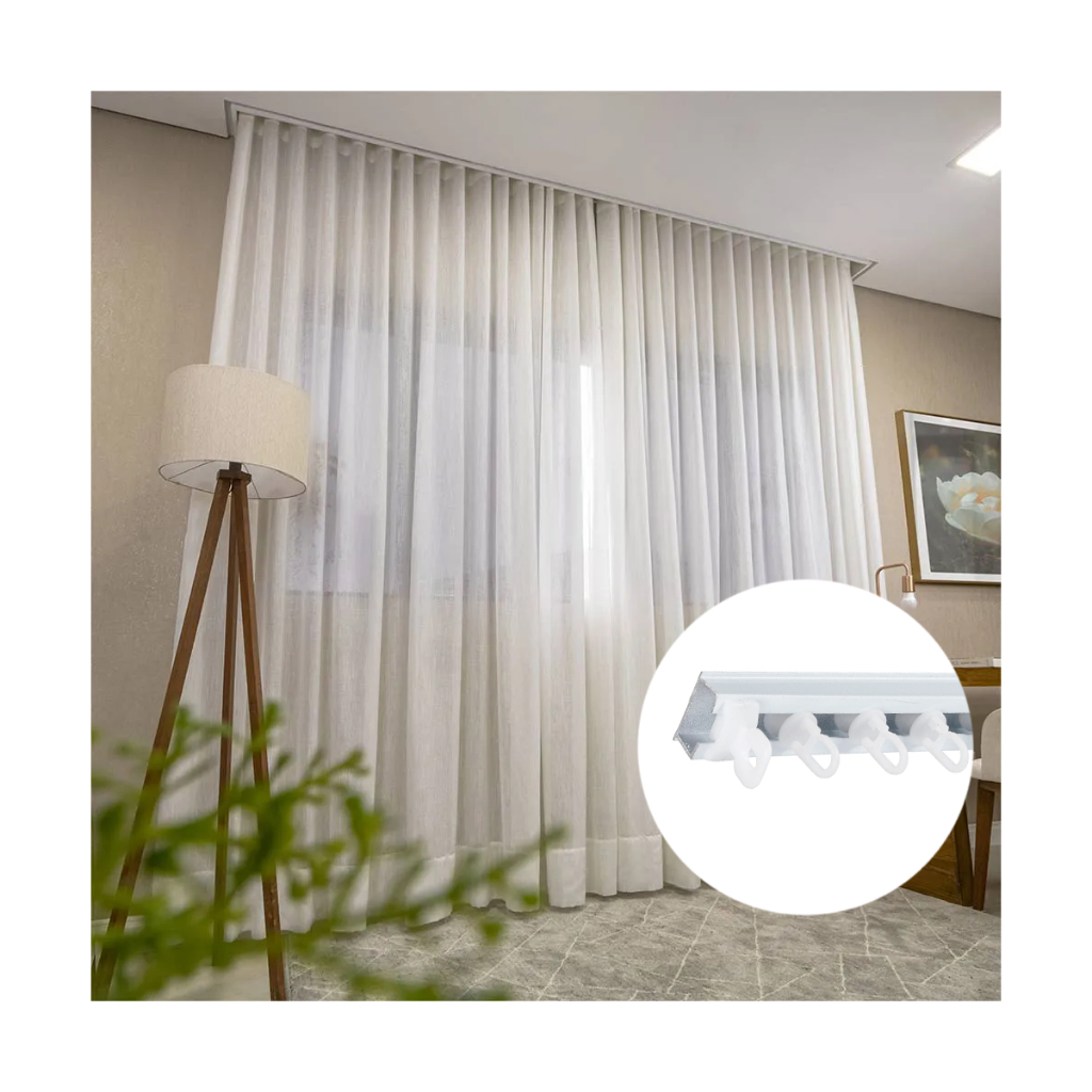Trilho Suiço Max Cortina 1,20 Mts Simples C/ Acessorios | Shopee Brasil