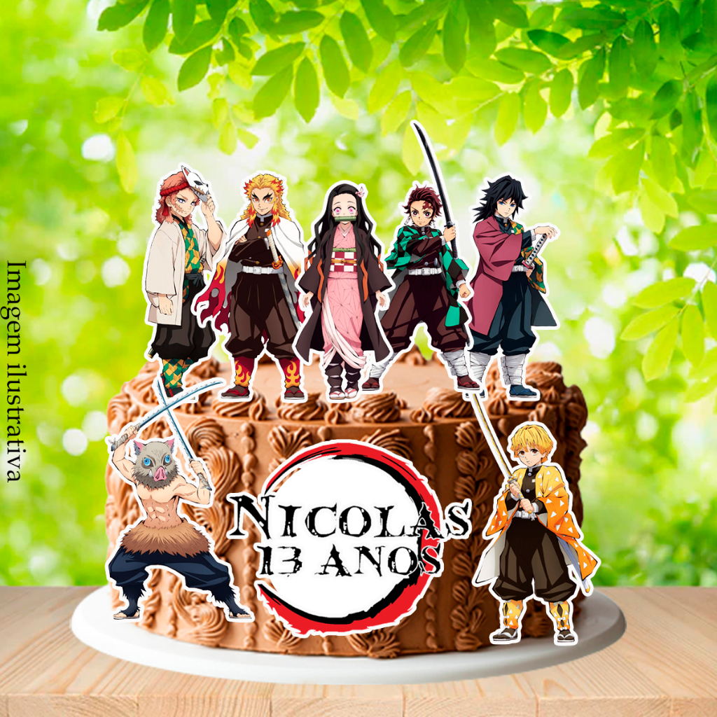 Topo de Bolo Personalizado Demon Slayer Topper Cake Qualquer tema ...