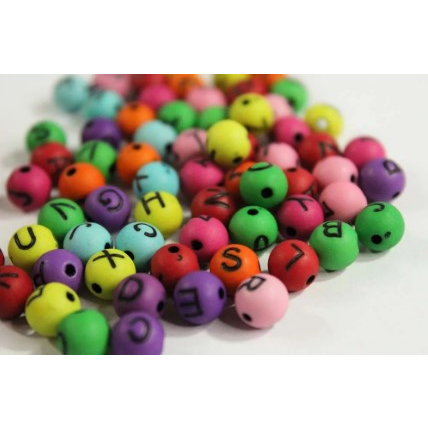 Miçanga Redonda de Alfabeto Colorida - Pacotes com 50 e 100 unidades ...