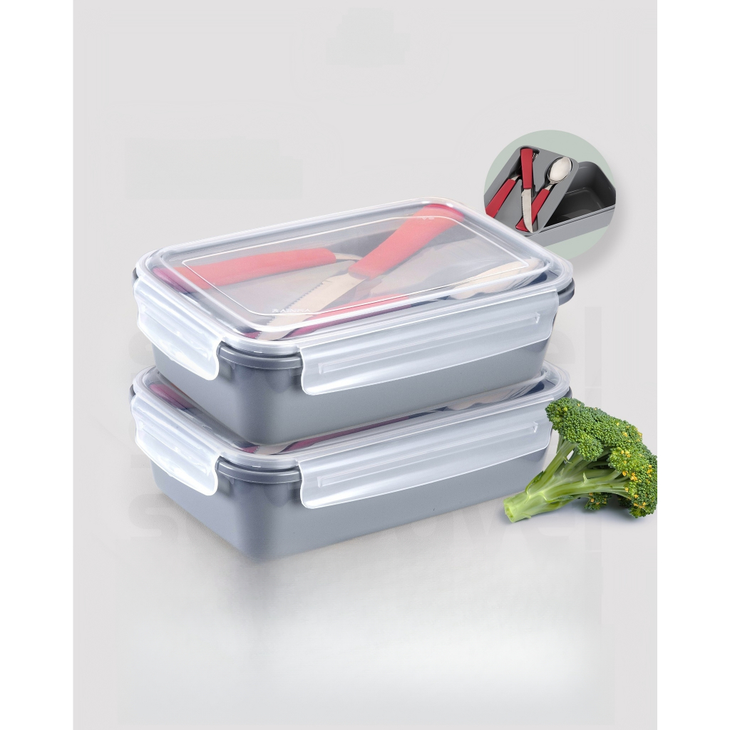 Marmita 900 ML com Porta Talheres Reforçada e Travas Color Azul+ Rosa ...