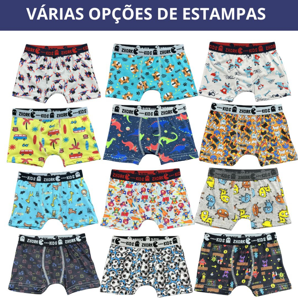 Kit 10 Cuecas Box Boxer Microfibra Infantil Original Qualidade | Shopee ...