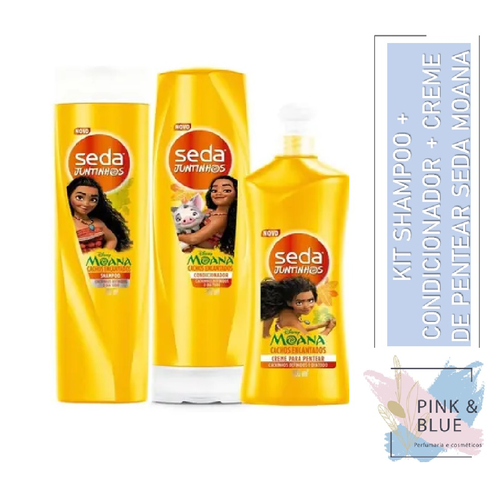 Kit Seda Juntinhos Shampoo + Condicionador + Creme de Pentear Moana ...