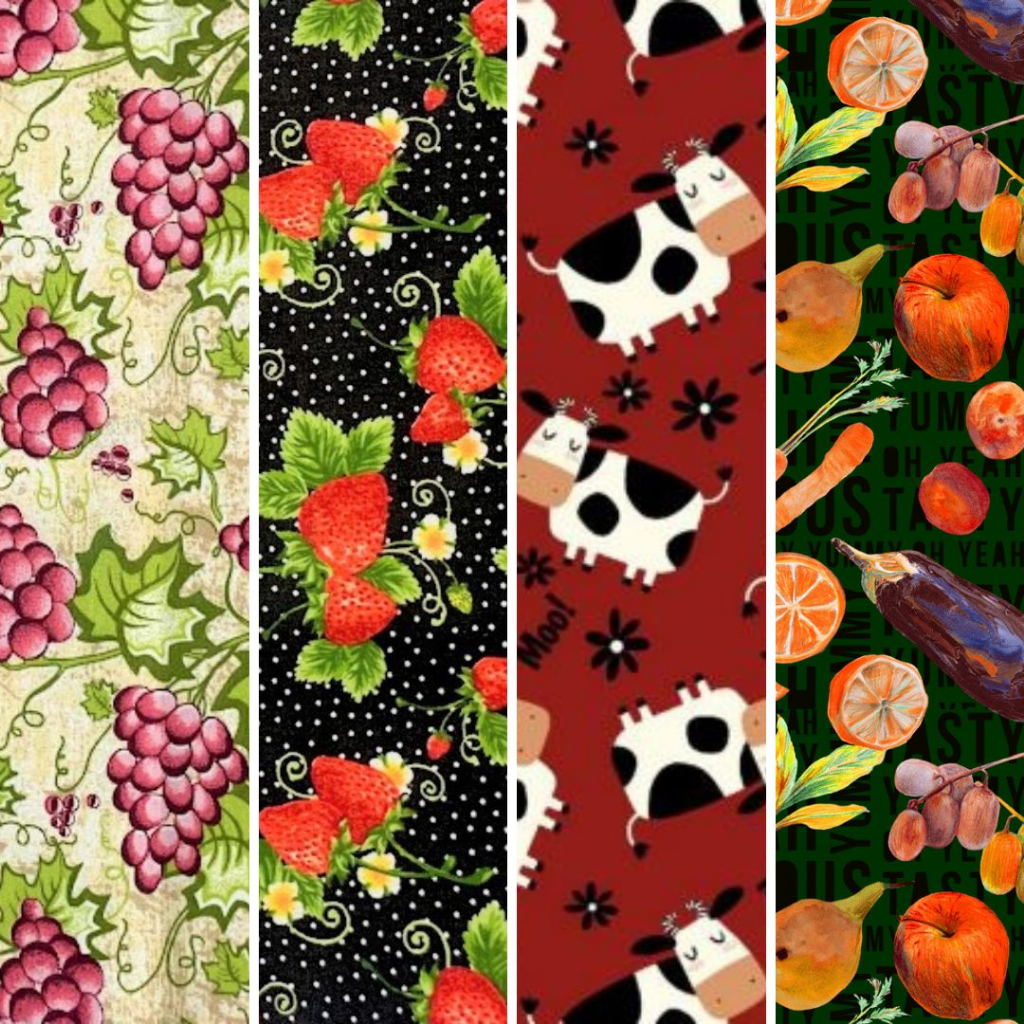 Tecido Estampas Cozinha - Frutas Legumes Bichinhos | Tricoline 100% ...