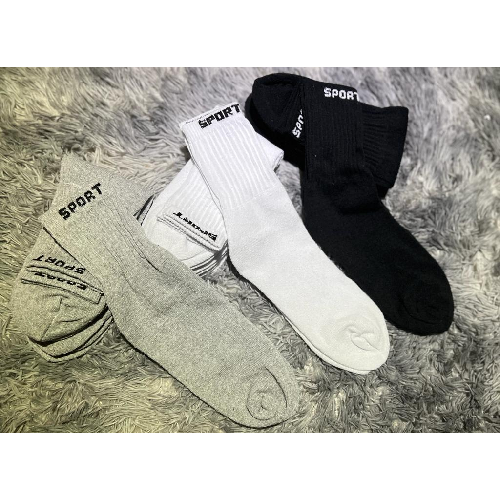 KIT 12 PARES DE MEIA CANO ALTO ESPORTE MASCULINA 38 AO 44 100% ALGODÃO ...