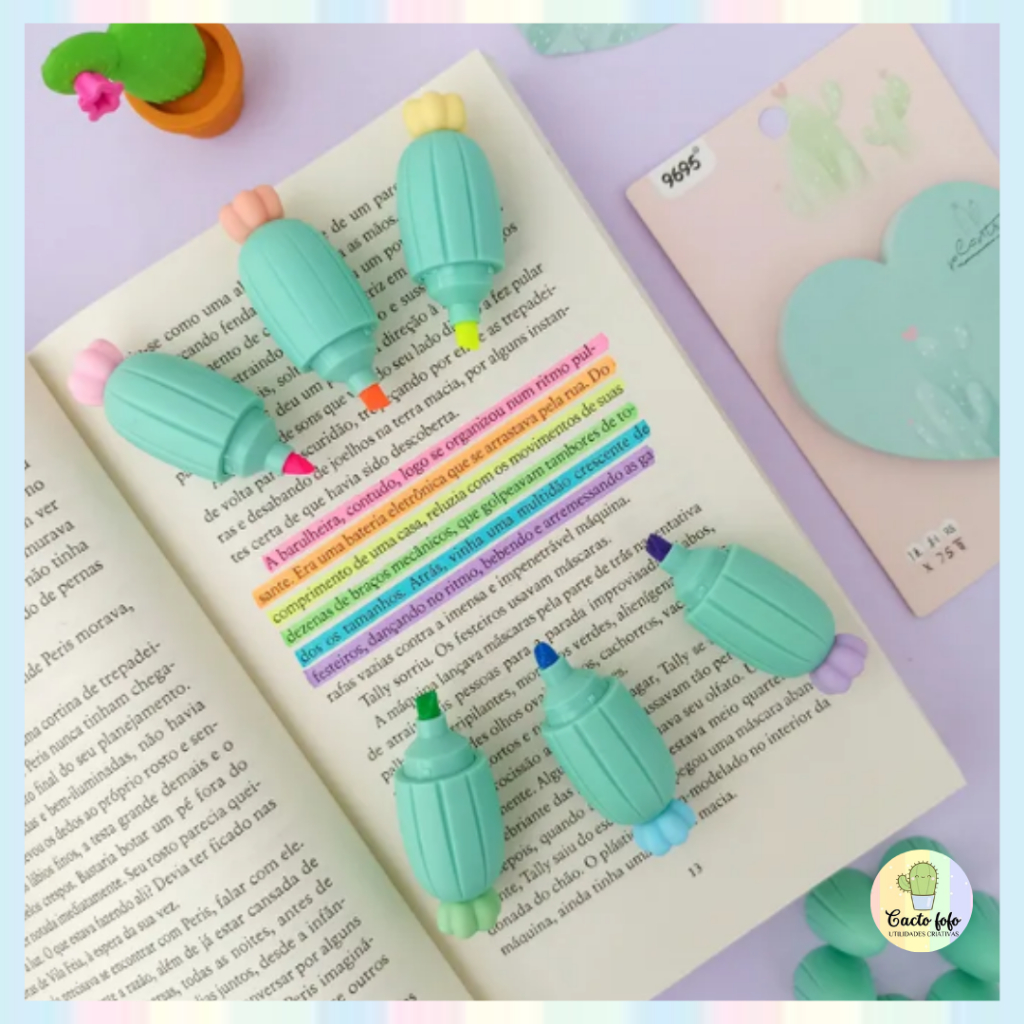 Marca texto fofo Cacto Kawaii Escolar | Shopee Brasil