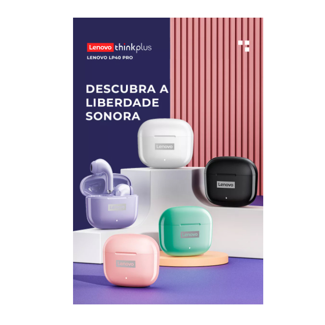 Fone De Ouvido Lenovo Lp40 Pro Bluetooth Todas as Cores 5.1 Preto Original Nota Fiscal | Shopee ...