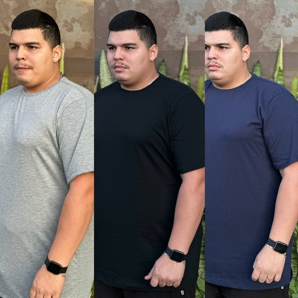 Camiseta Plus Size Masculina G1,G2,G3,G4,G5 Blusa Fio 30.1 Penteado ...