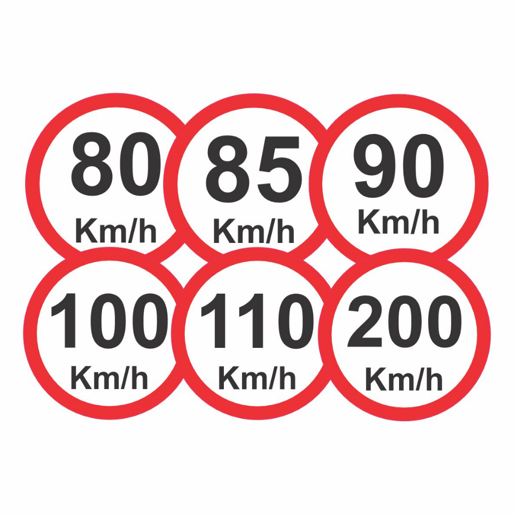 Adesivo Refletivo Velocidade Máxima 80km 85km 90km 100km 110km 200km ...