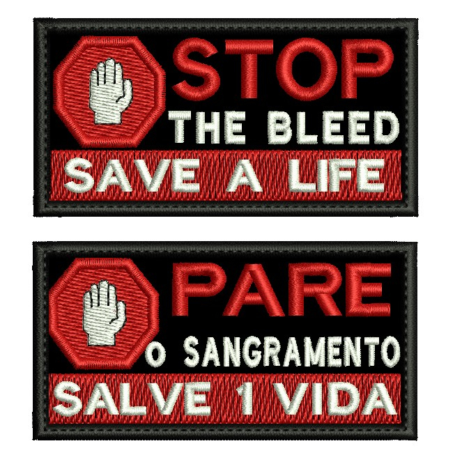 Patch bordado 8,5 x 4,5 cmStop the Bleed Save a Life (pare o ...