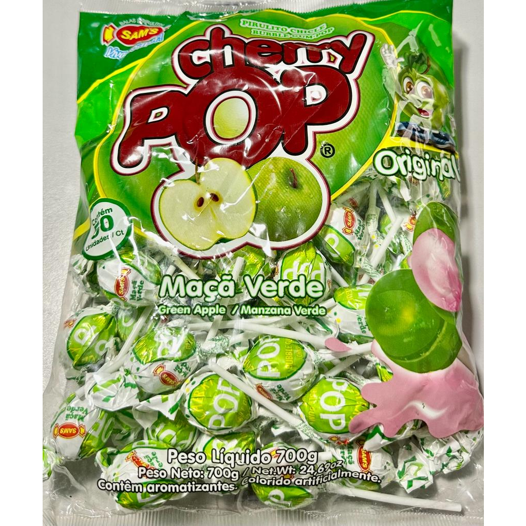 PIRULITO SAMS CHERRY POP 700G MAÇÃ VERDE PC 50UN | Shopee Brasil