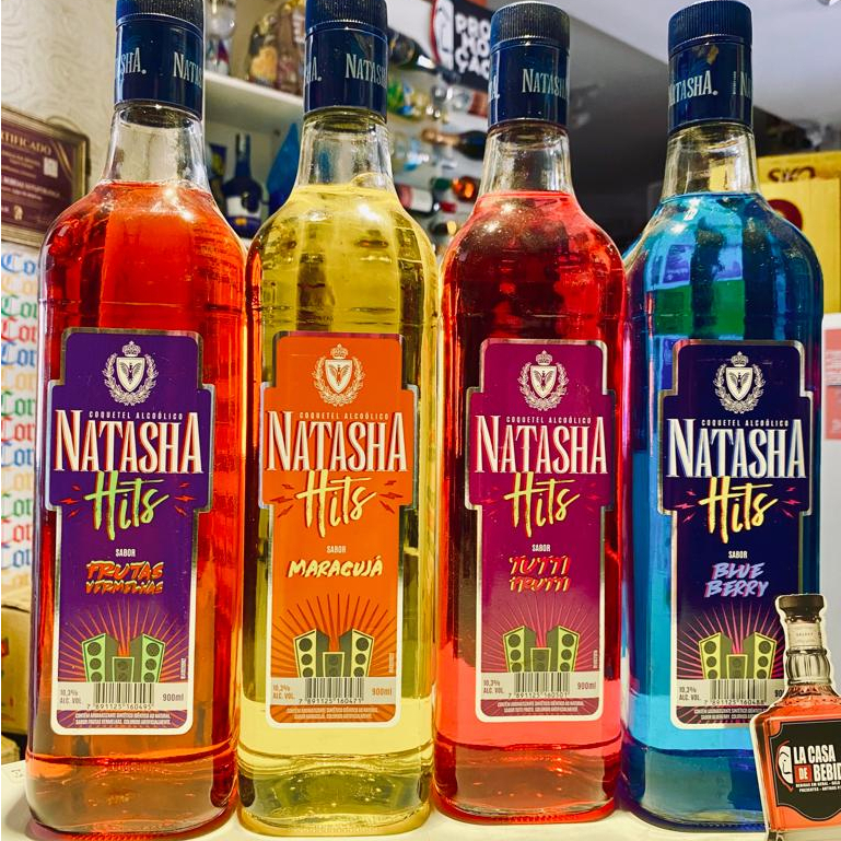 🟢Vodka Premium Natasha Hits Sabores garrafa 1L vidro | Shopee Brasil