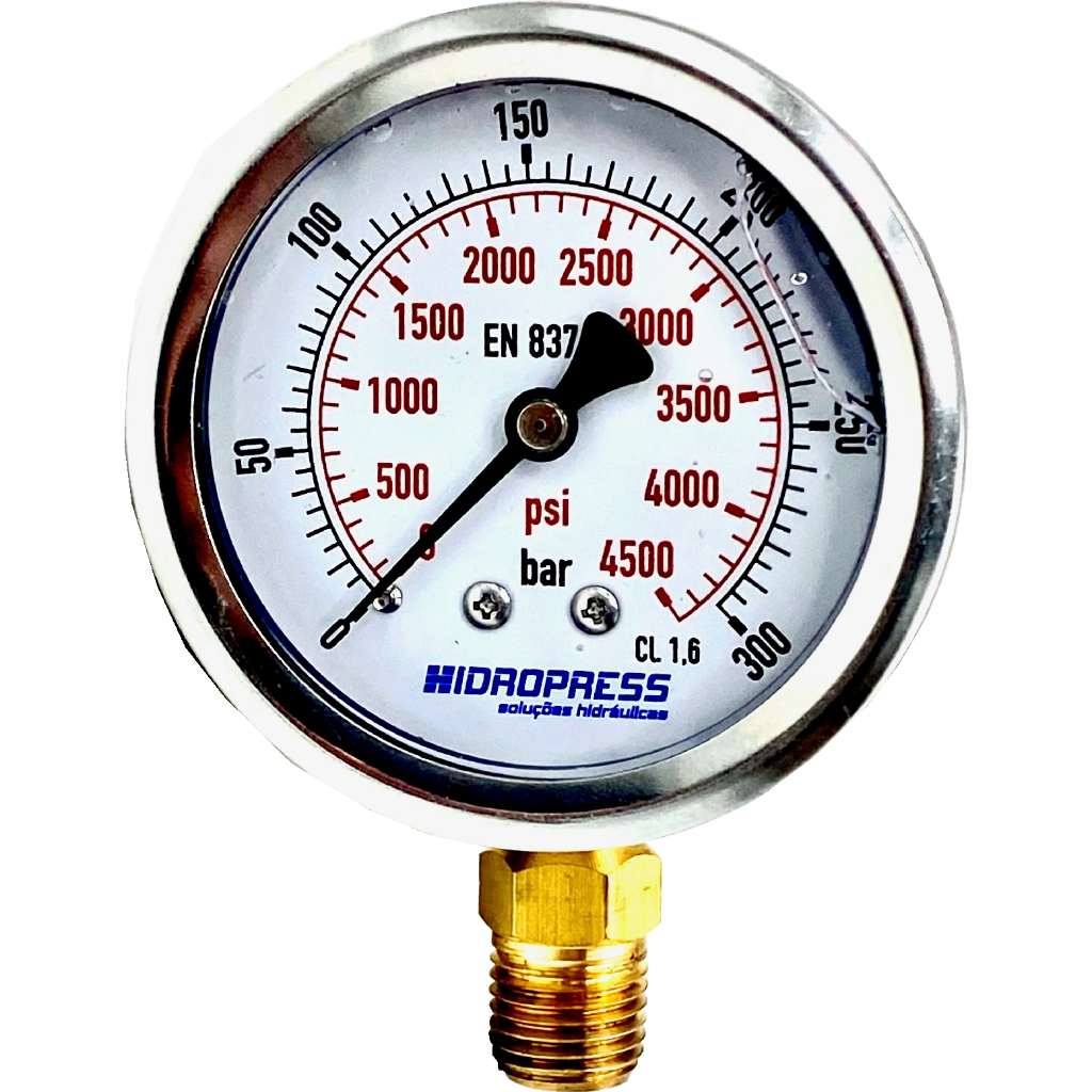 Manometro Medidor Glicerinado De 0 À 300 Bar 63mm Rosca 1/4" NPT Vertical | Shopee Brasil