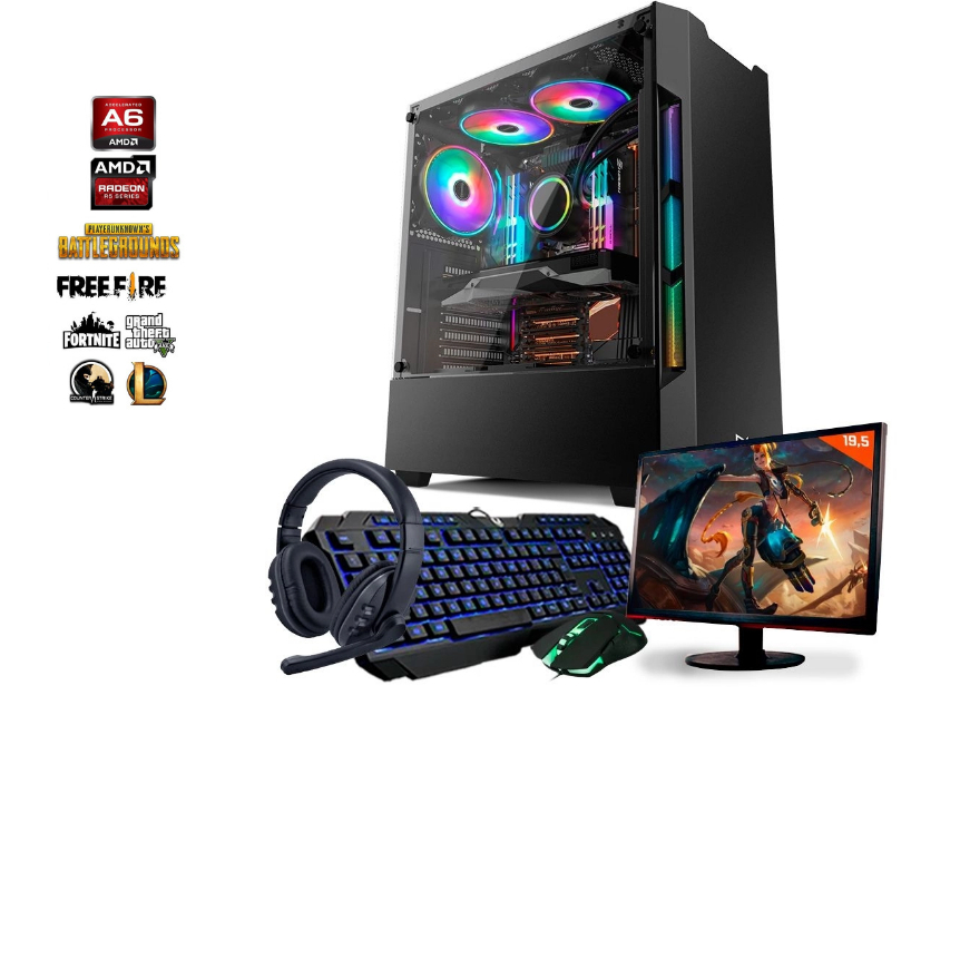 computador completo barato ssd128gb+hd500gb 8gb + kit gamer roda ...