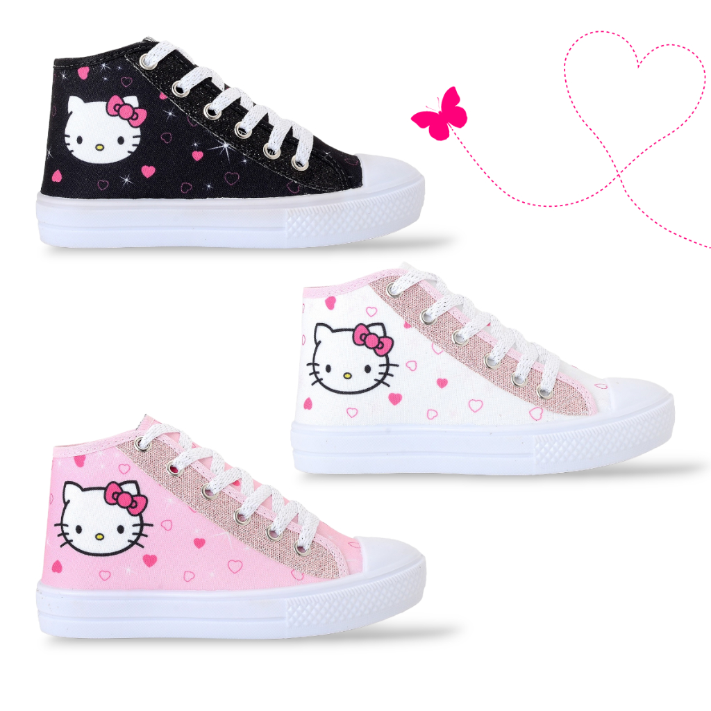 Tênis Infantil Hello Kitty Feminino Botinha Menina Glitter | Shopee Brasil