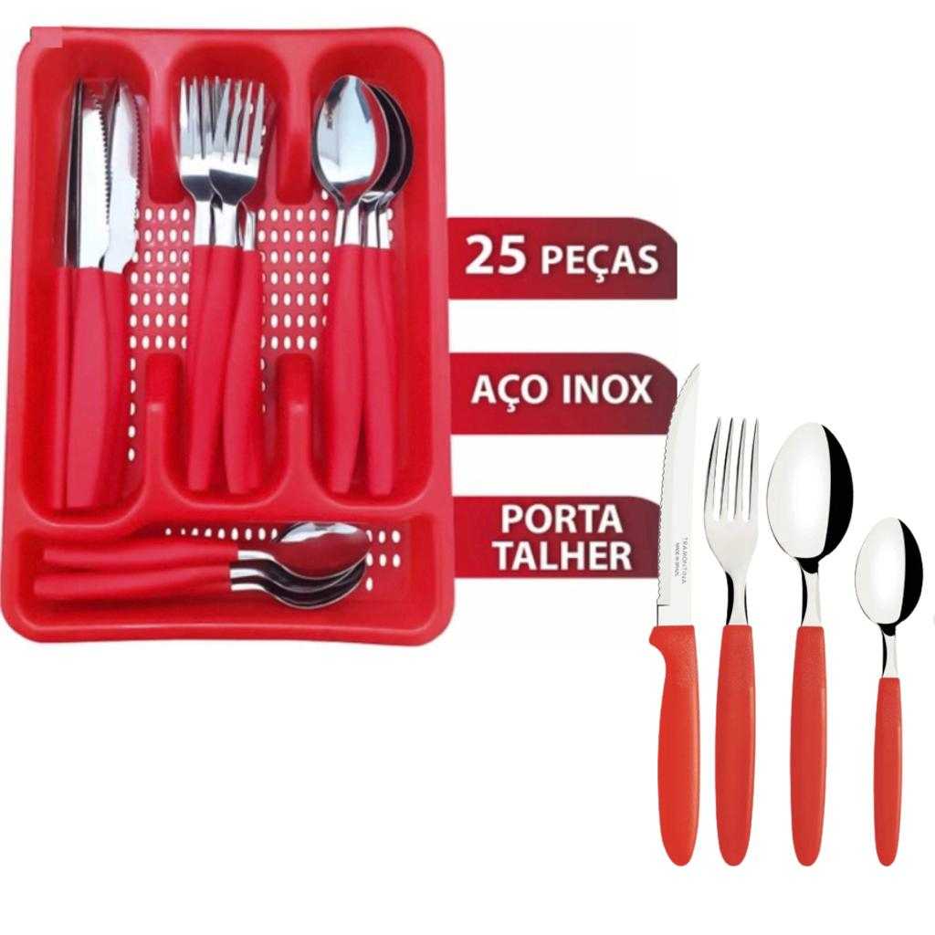 Jogo De Talheres Inox Faqueiro Porta Talher Com Divisórias Gaveteiro Em ...