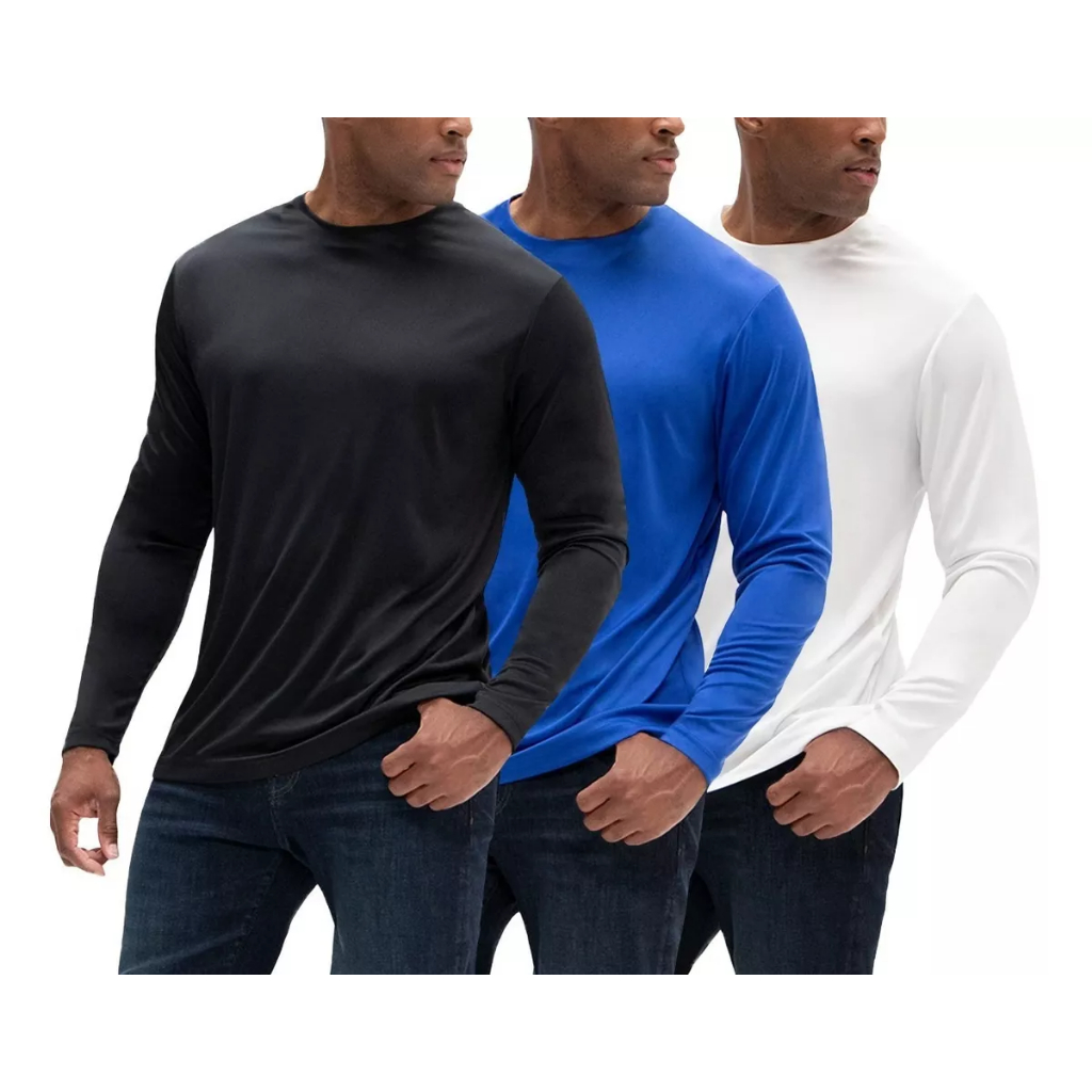 Kit 5 Camisas Manga Longa Comprida Masculina Malha Fria Básica lisa ...