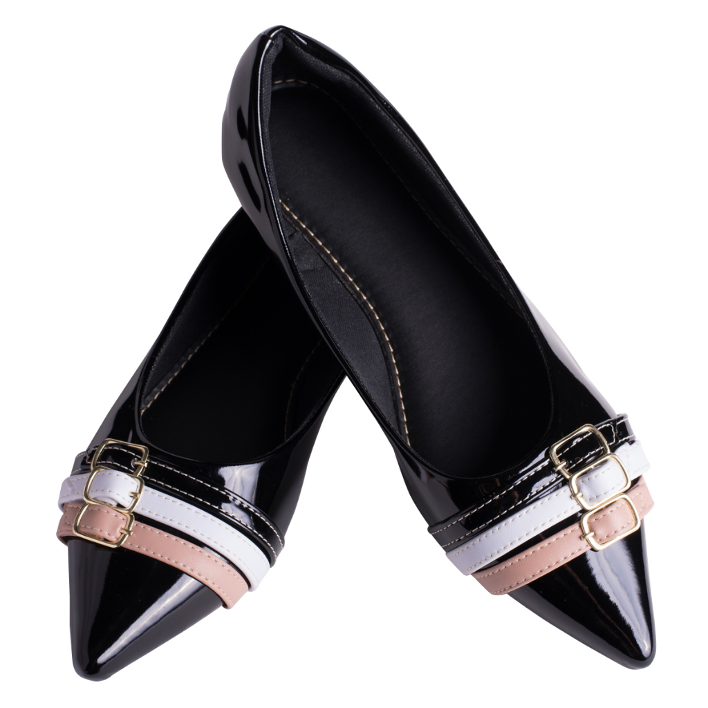 Sapatilha Fivela Bico Fino Alongado Moderna Chique Luxo Social Rasteira ...