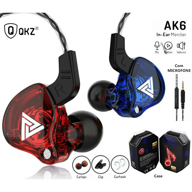 Fone de Ouvido Qkz Ak6 Original com Microfone + Case | Shopee Brasil