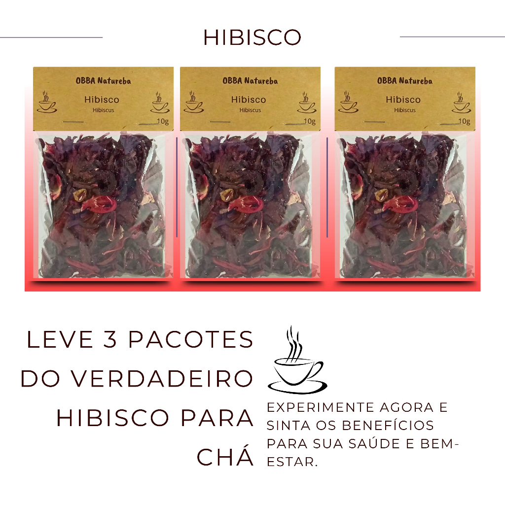 Kit Com 3 Pacotes | Chá de Hibisco | Cha de Ibisco Envio Imediato ...
